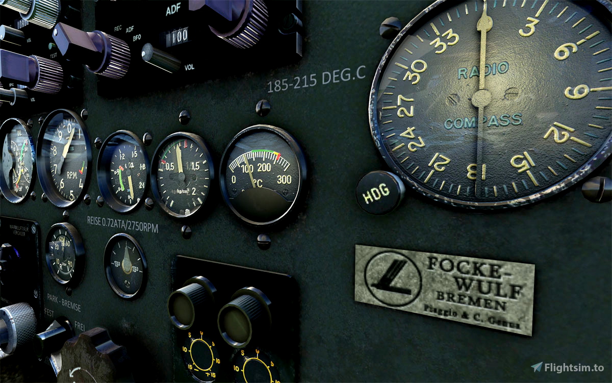 Piaggio P.149 German cockpit labeling för Microsoft Flight Simulator | MSFS