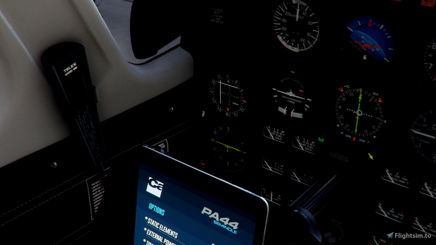 Piper PA44 Seminole - Dark Grey Interior with Dark Cockpit Panel для ...