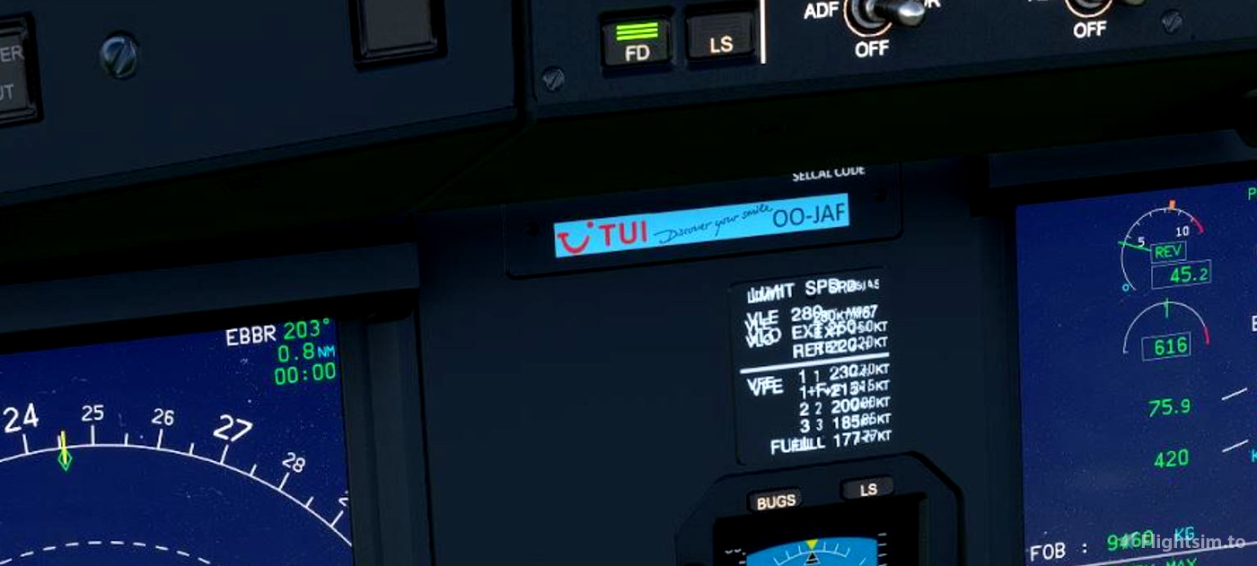 TUI OO-JAF Selcal Code Plate for A32NX voor Microsoft Flight Simulator ...