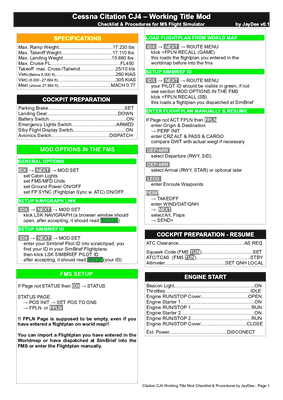 Cessna Citation CJ4 - Checklists Add-Ons for Microsoft Flight Simulator ...