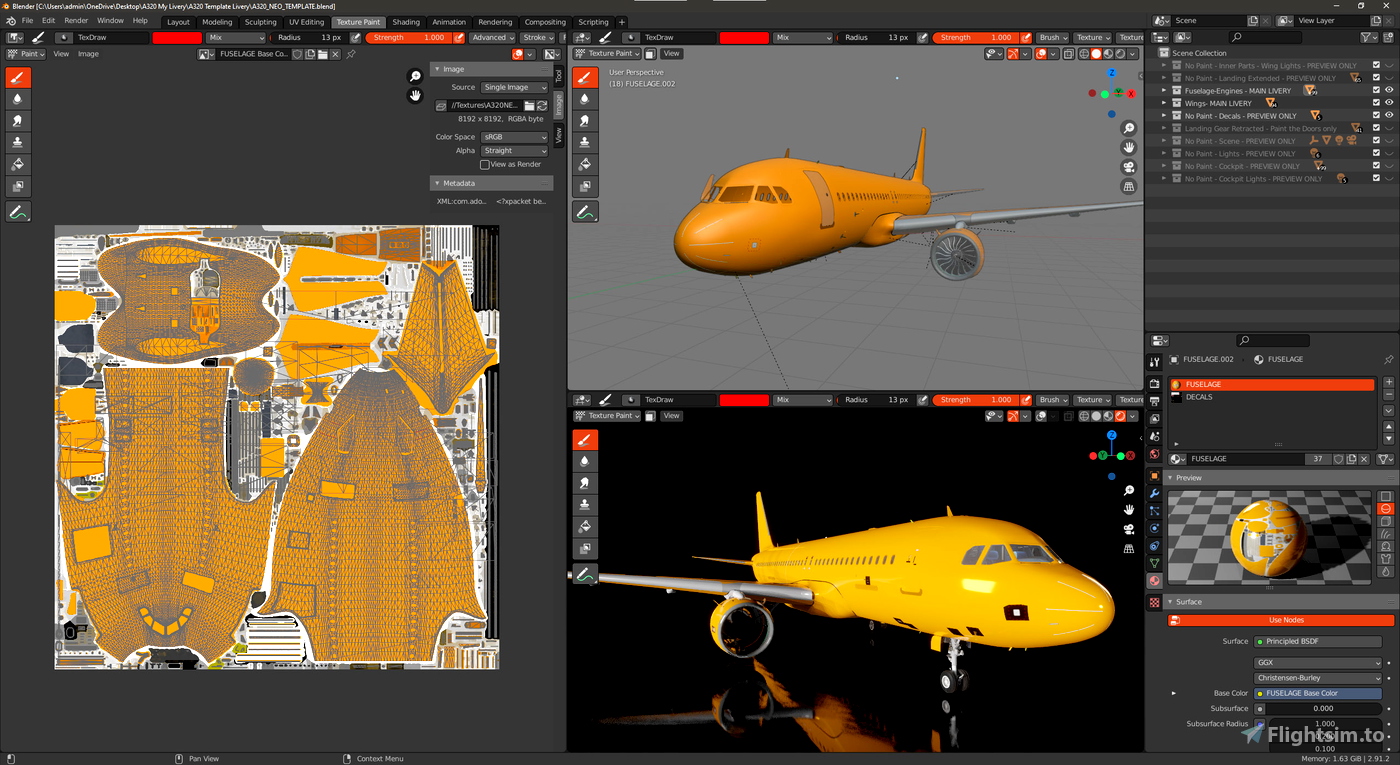 A320 NEO Complete 8K Paintkit for Blender and Photoshop for Microsoft ...