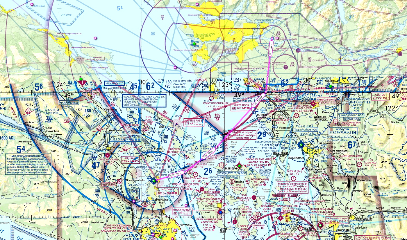 Pitt Meadows CYPK to Victoria CYYJ VFR flight plan route para Microsoft ...
