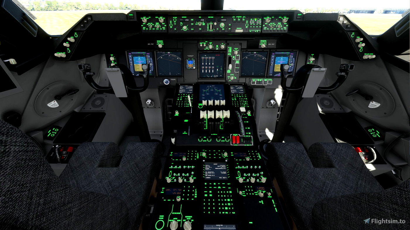 Boeing B747-8i Cockpit - Black-Grey with Green lighting for Microsoft ...