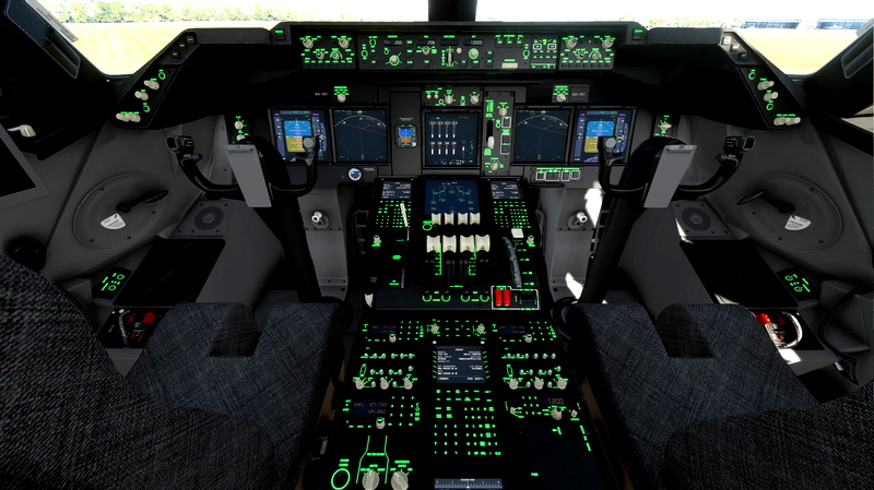 Boeing B747-8i Cockpit - Black-Grey with Green lighting for Microsoft ...