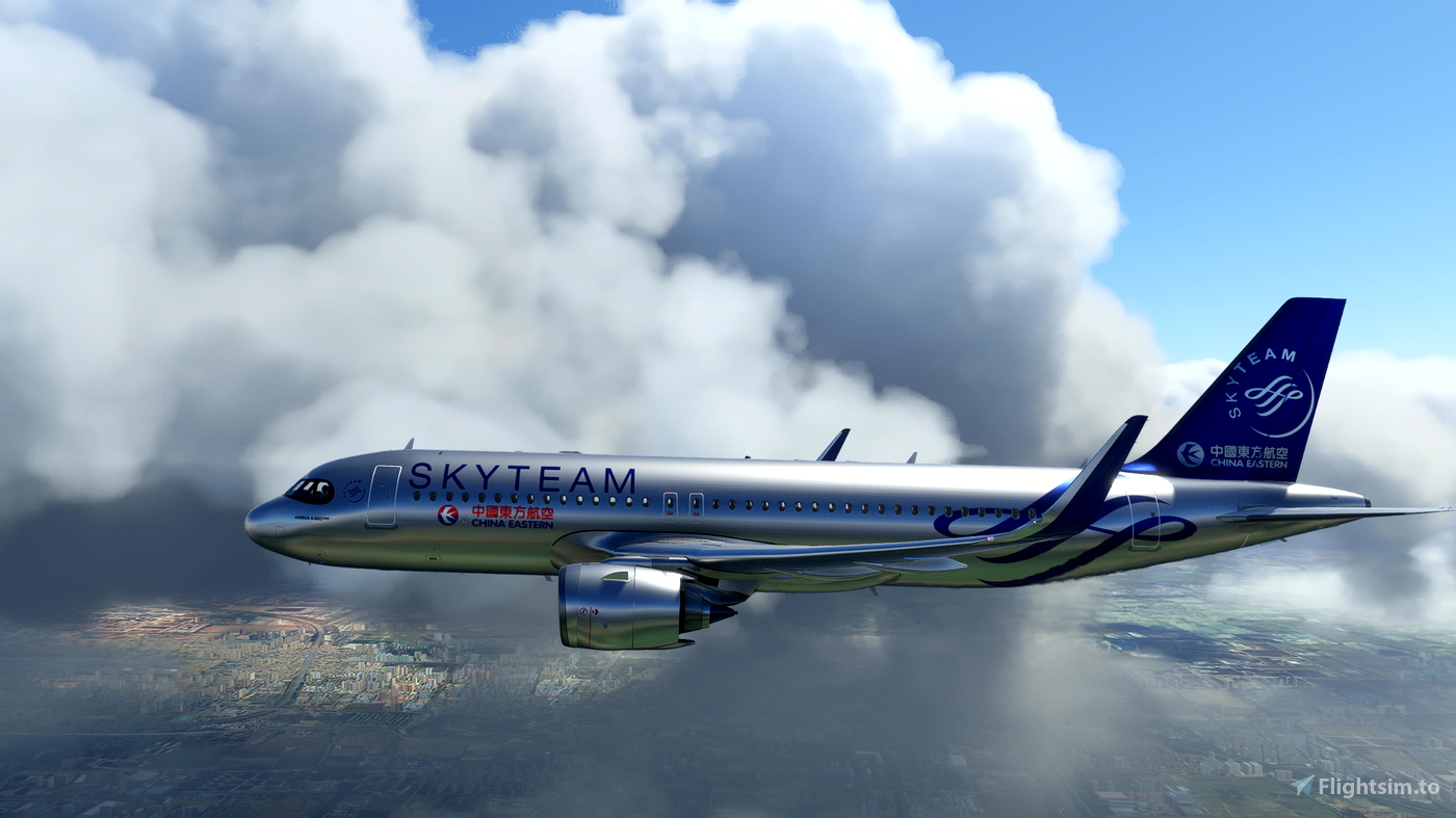 [A32NX] China Eastern Skyteam silver livery 8K for Microsoft Flight Simulator | MSFS