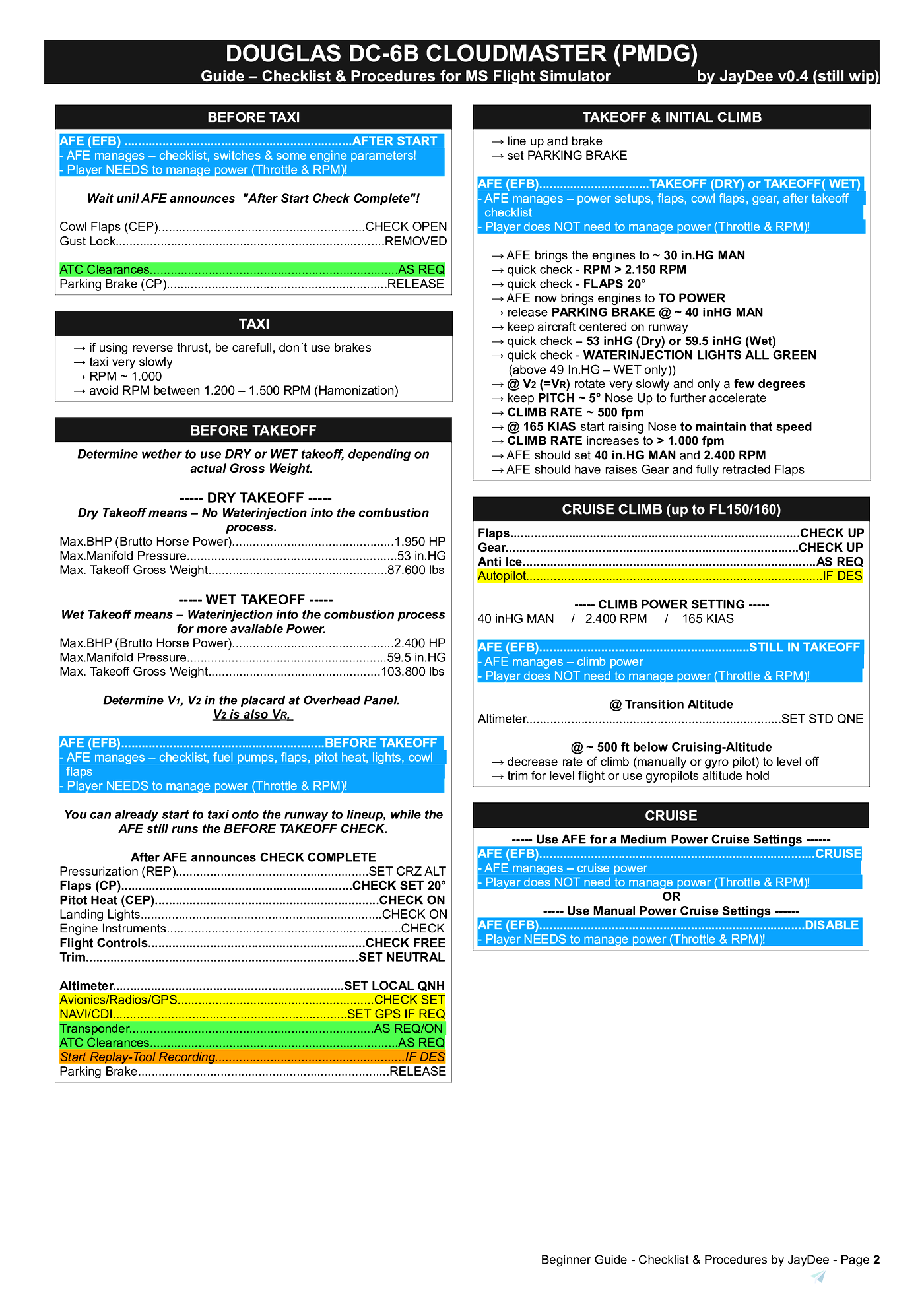 DC-6 (PMDG) - JDs Comprehensive Checklist & Procedures for Microsoft ... DC-6 (PMDG) - JDs Comprehensive Checklist & Procedures for Microsoft ...