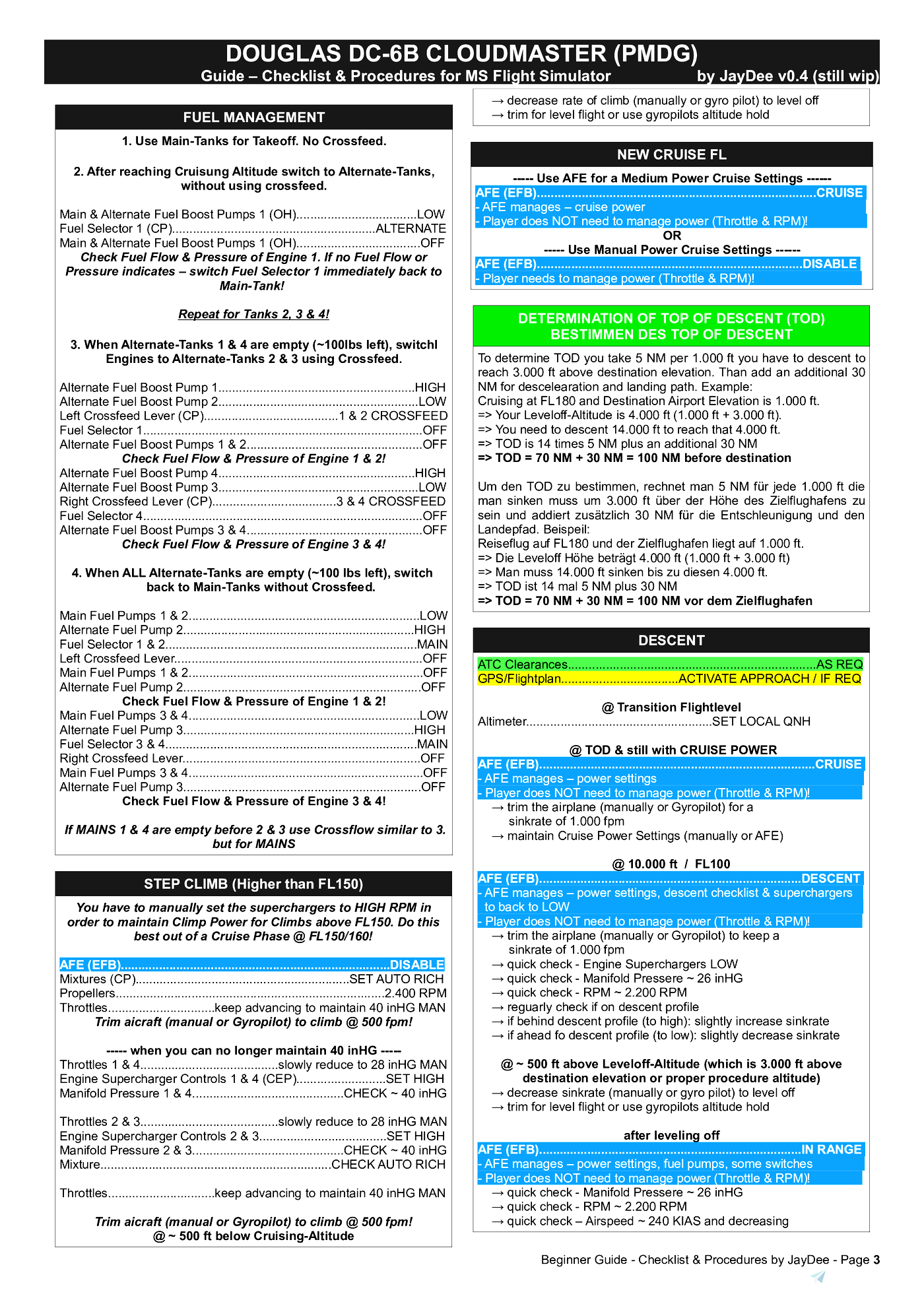 DC-6 (PMDG) - JDs Comprehensive Checklist & Procedures for Microsoft ... DC-6 (PMDG) - JDs Comprehensive Checklist & Procedures for Microsoft ...