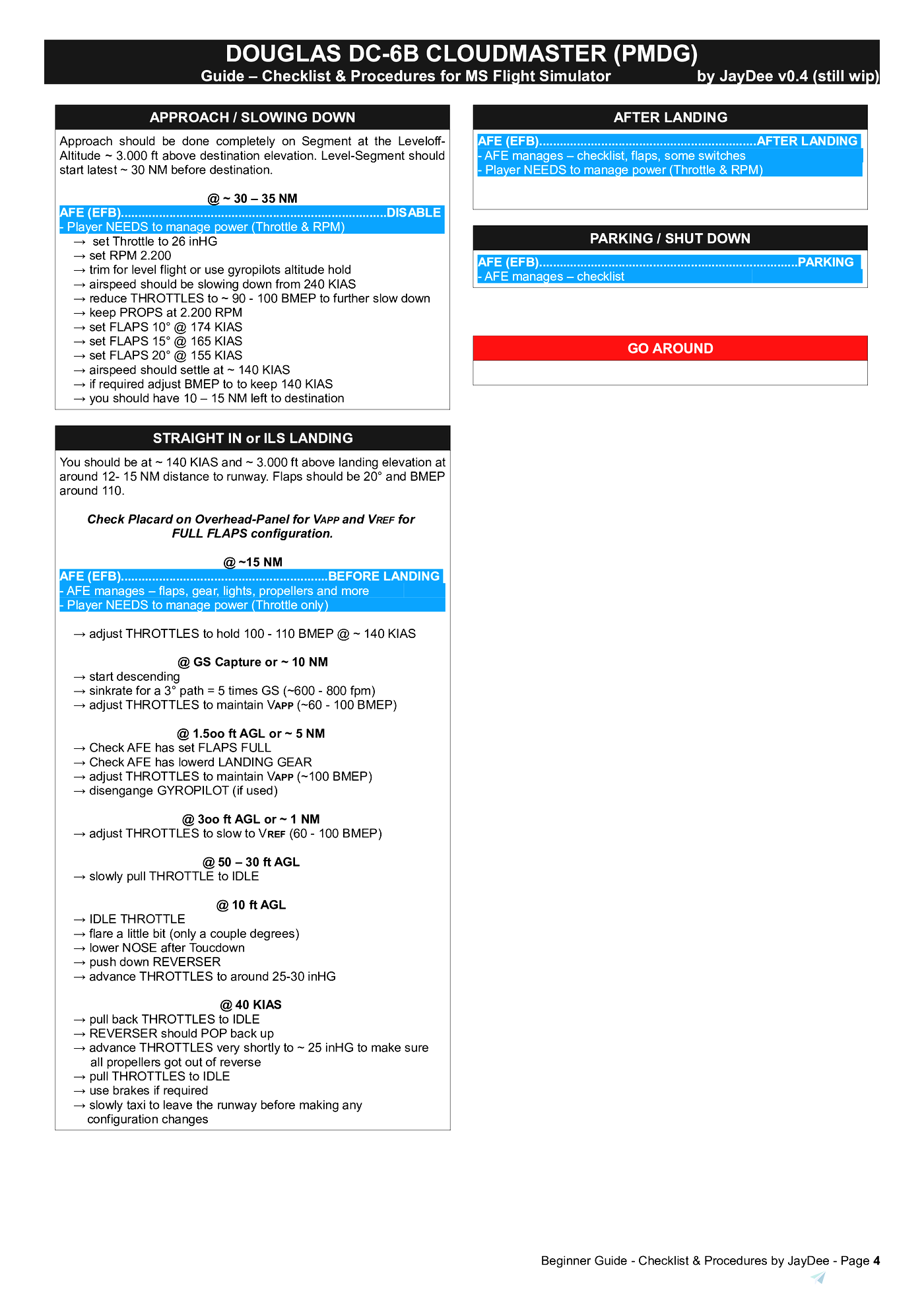 DC-6 (PMDG) - JDs Comprehensive Checklist & Procedures for Microsoft ... DC-6 (PMDG) - JDs Comprehensive Checklist & Procedures for Microsoft ...