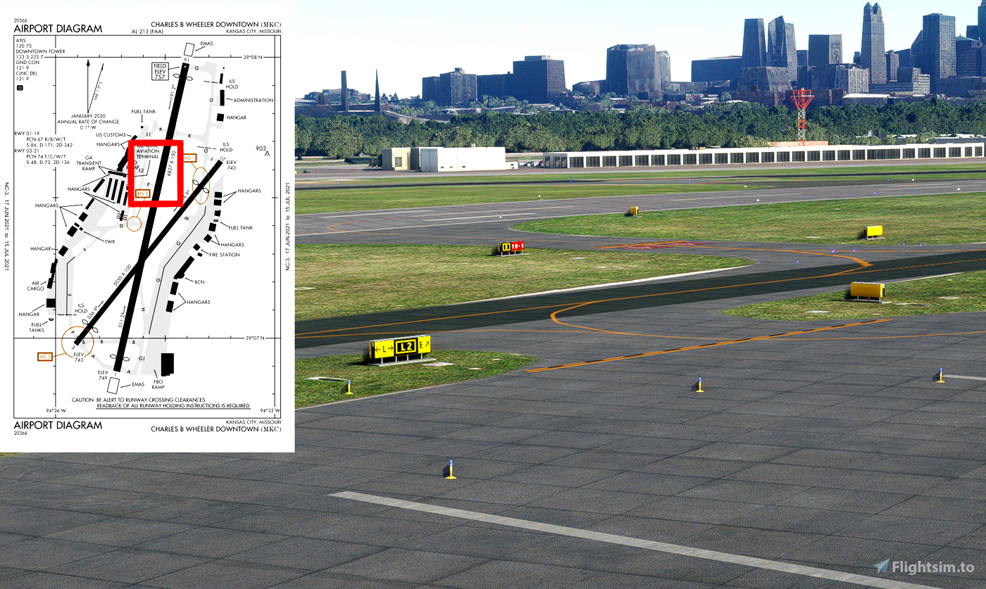 KMKC (Charles B. Wheeler Downtown Airport) Scenery for Microsoft Flight ...