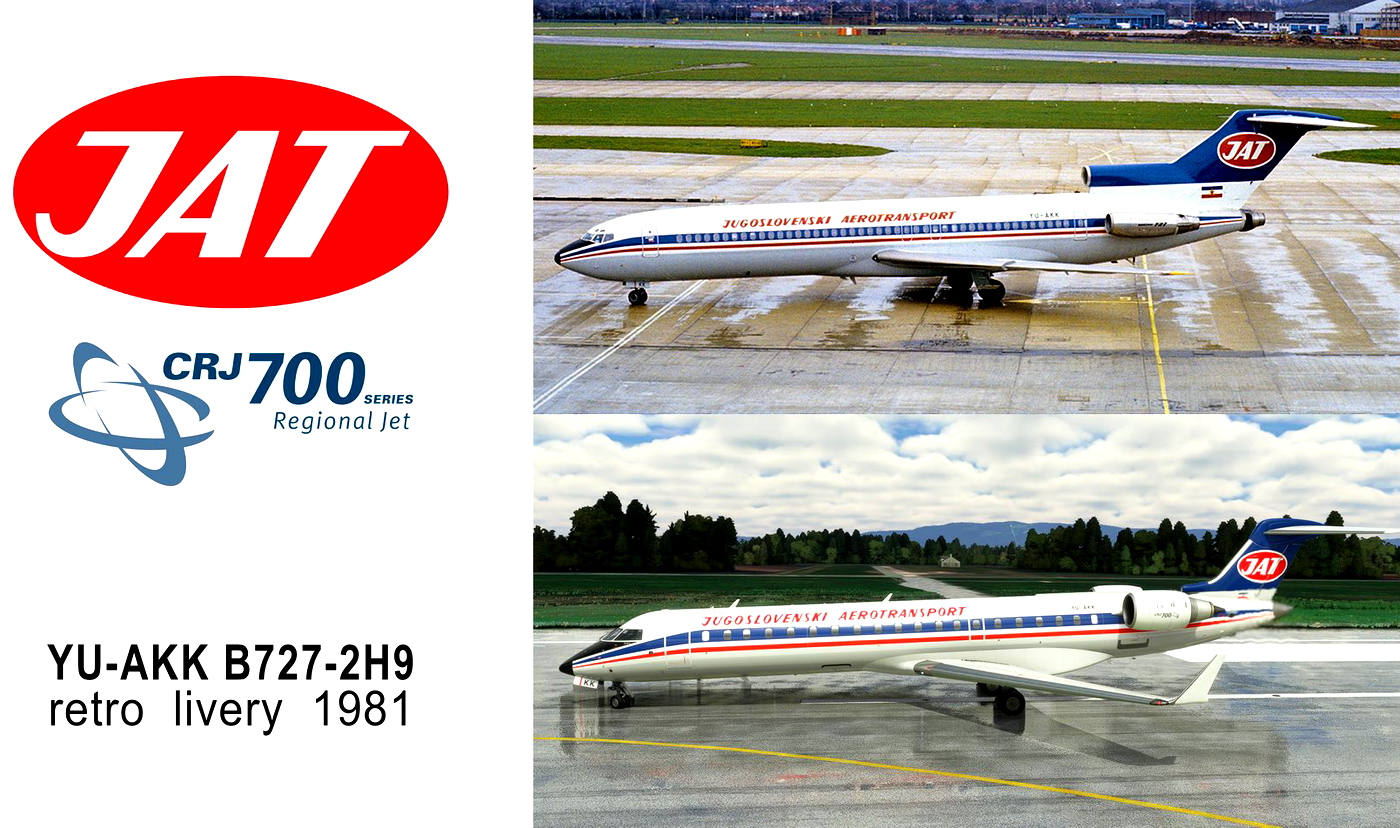 JAT retro livery 1980 (B-727) | crj 700 for Microsoft Flight Simulator ...