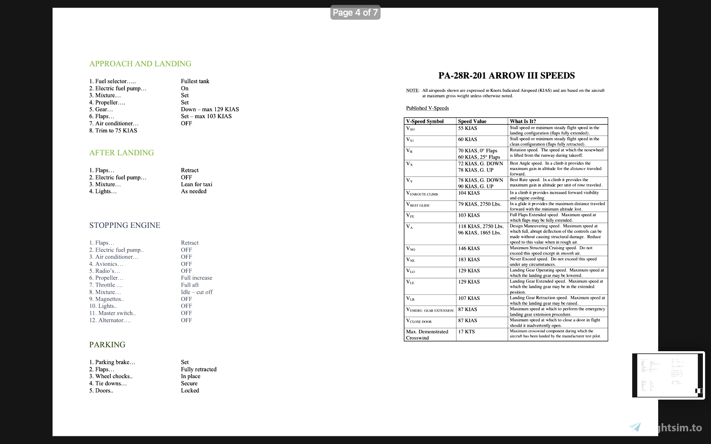 Piper Arrow III - Checklist for Microsoft Flight Simulator | MSFS Piper Arrow III - Checklist for Microsoft Flight Simulator | MSFS