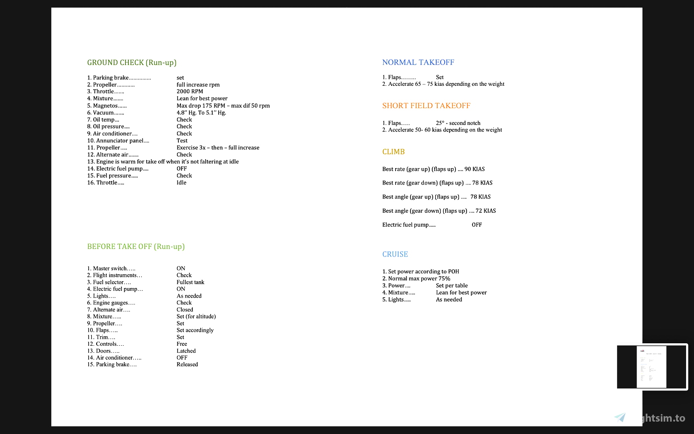 Piper Arrow III - Checklist for Microsoft Flight Simulator | MSFS Piper Arrow III - Checklist for Microsoft Flight Simulator | MSFS