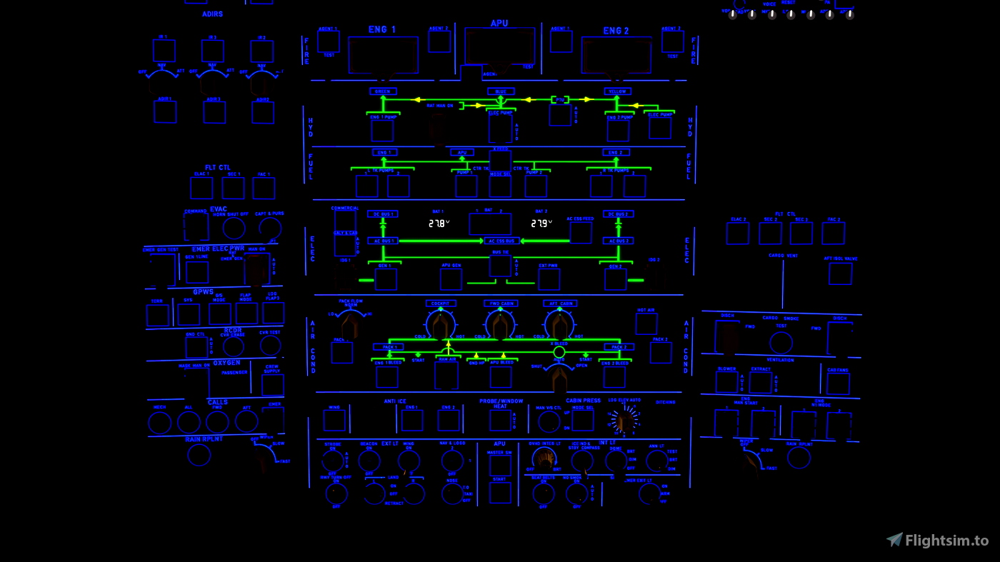 Blue Cockpit lights and White LCD for FBW A32NX for Microsoft Flight ...