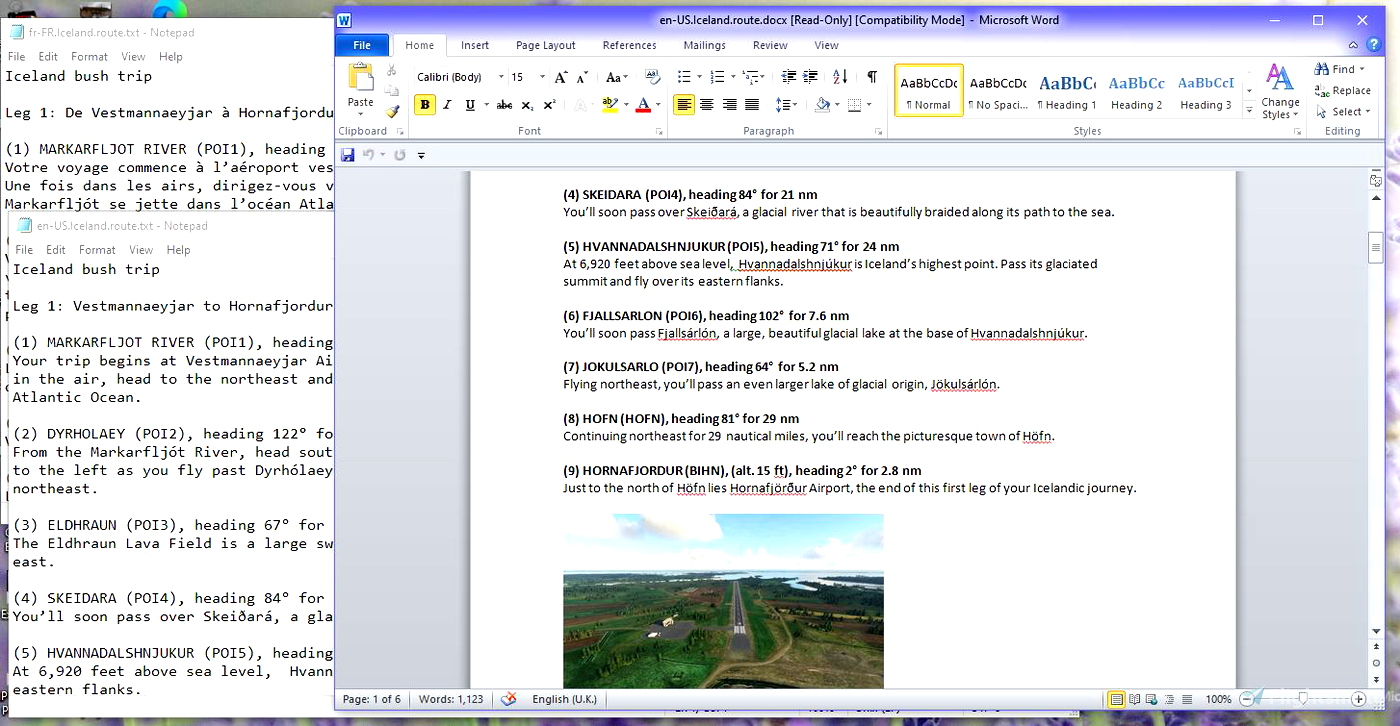 Nav log extracts for the official bush trips for Microsoft Flight ...