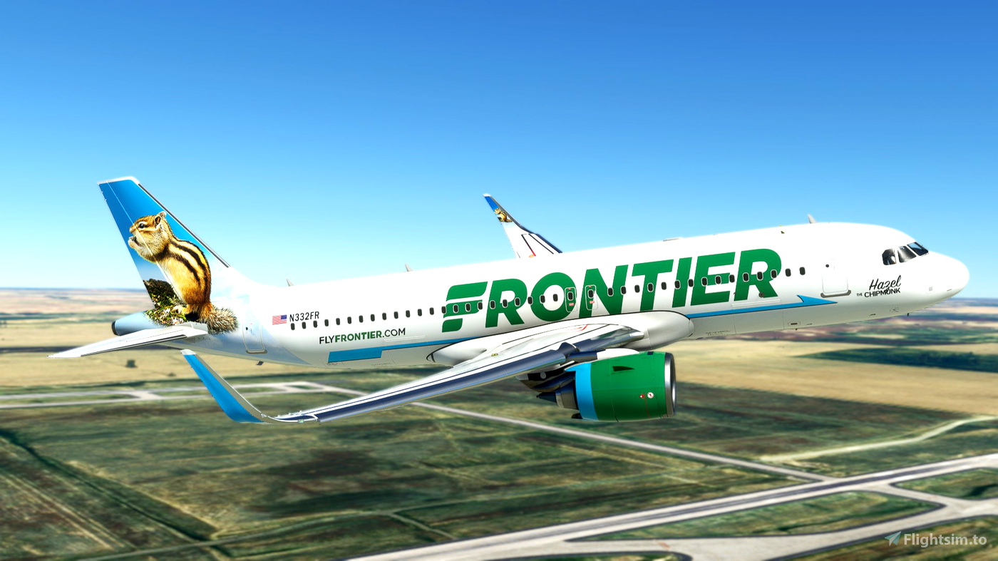 A32NX Frontier Airlines(Hazel The Chipmunk)[N332FR]8K for Microsoft ...