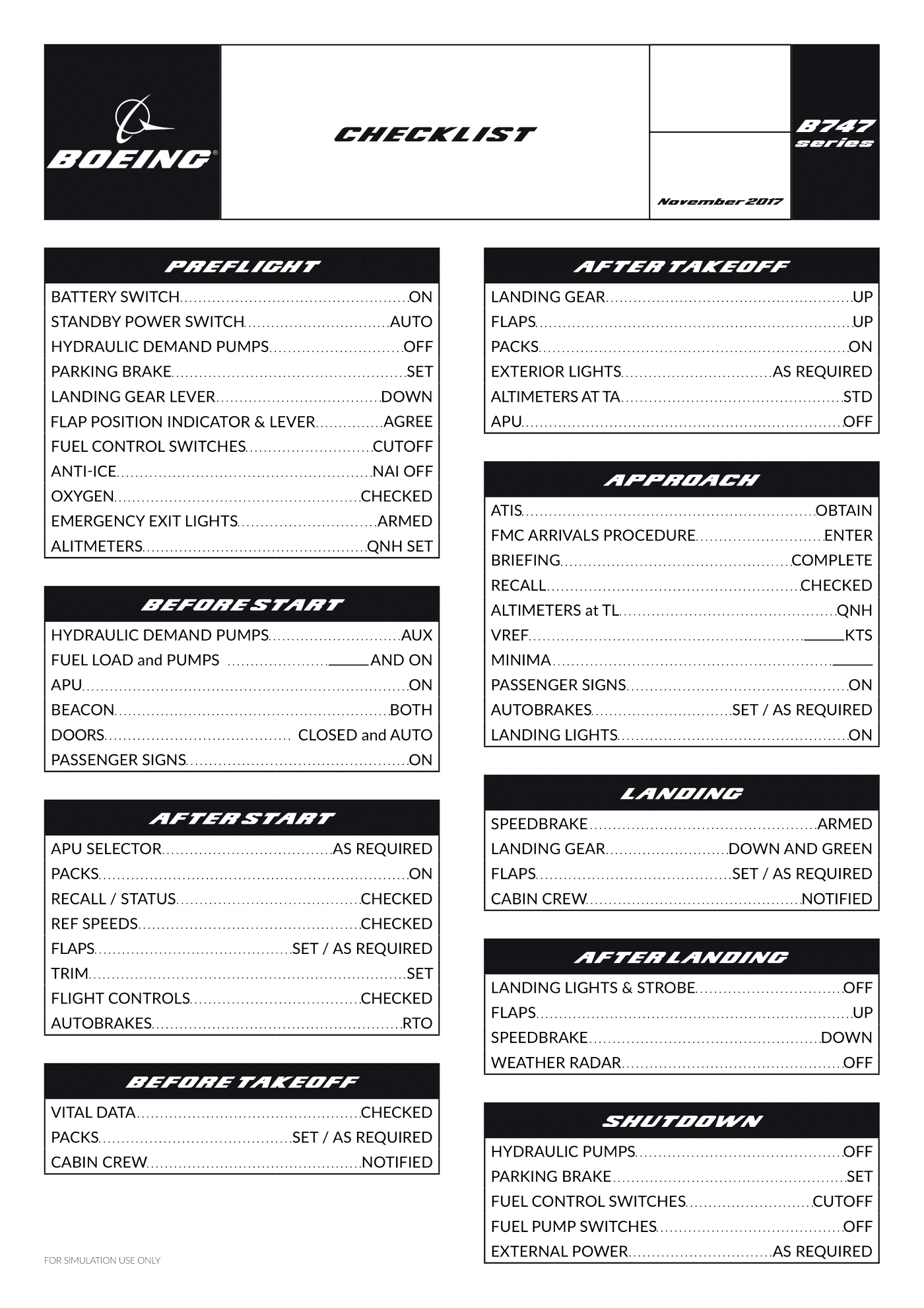 Checklist B747 Msfs 2024 , Checklists for Microsoft Flight Simulator ...