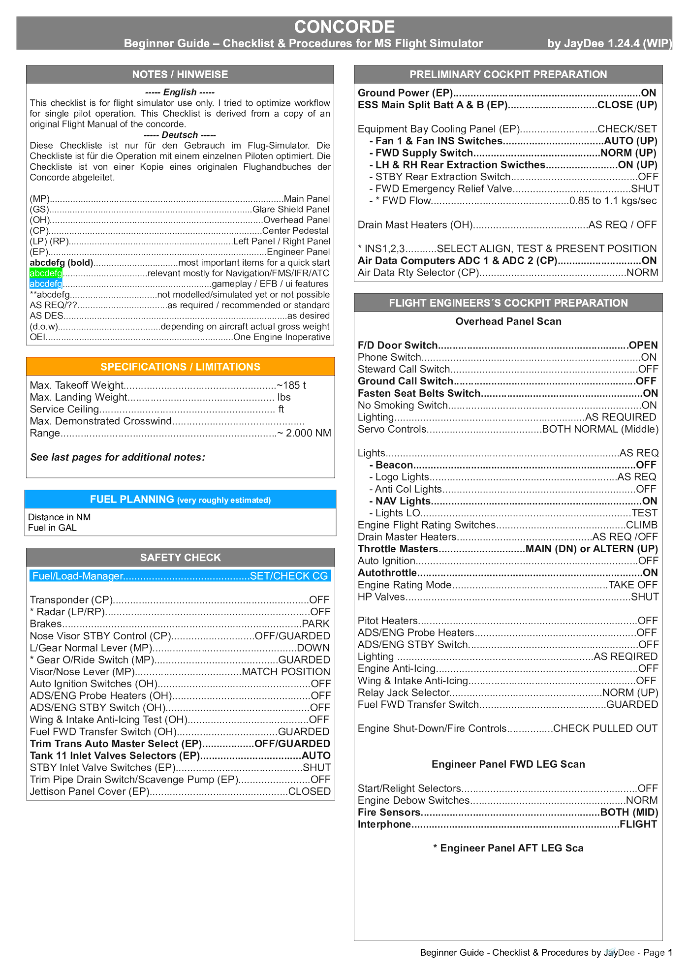 Concorde - Guide Checklist & Procedures (WIP) for Microsoft Flight ...