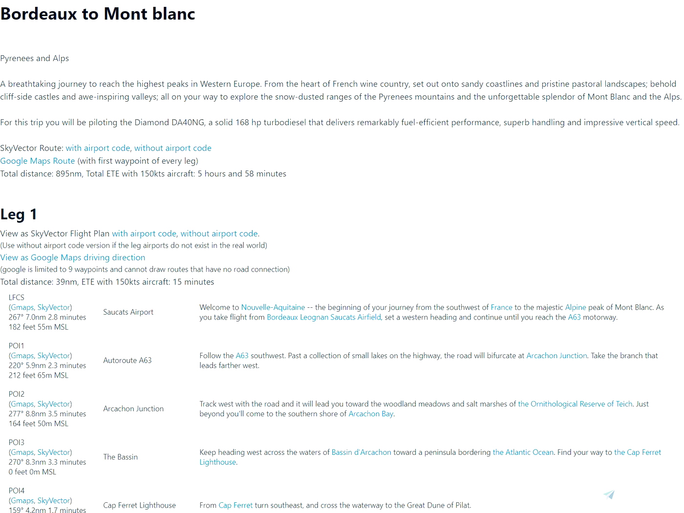 France Bush Trip Navlog PDF + Flight Plan pour Microsoft Flight ...
