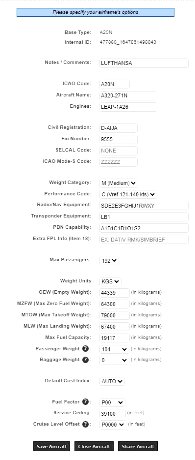 Lufthansa A20N Simbrief Airframe Links for Microsoft Flight Simulator ...