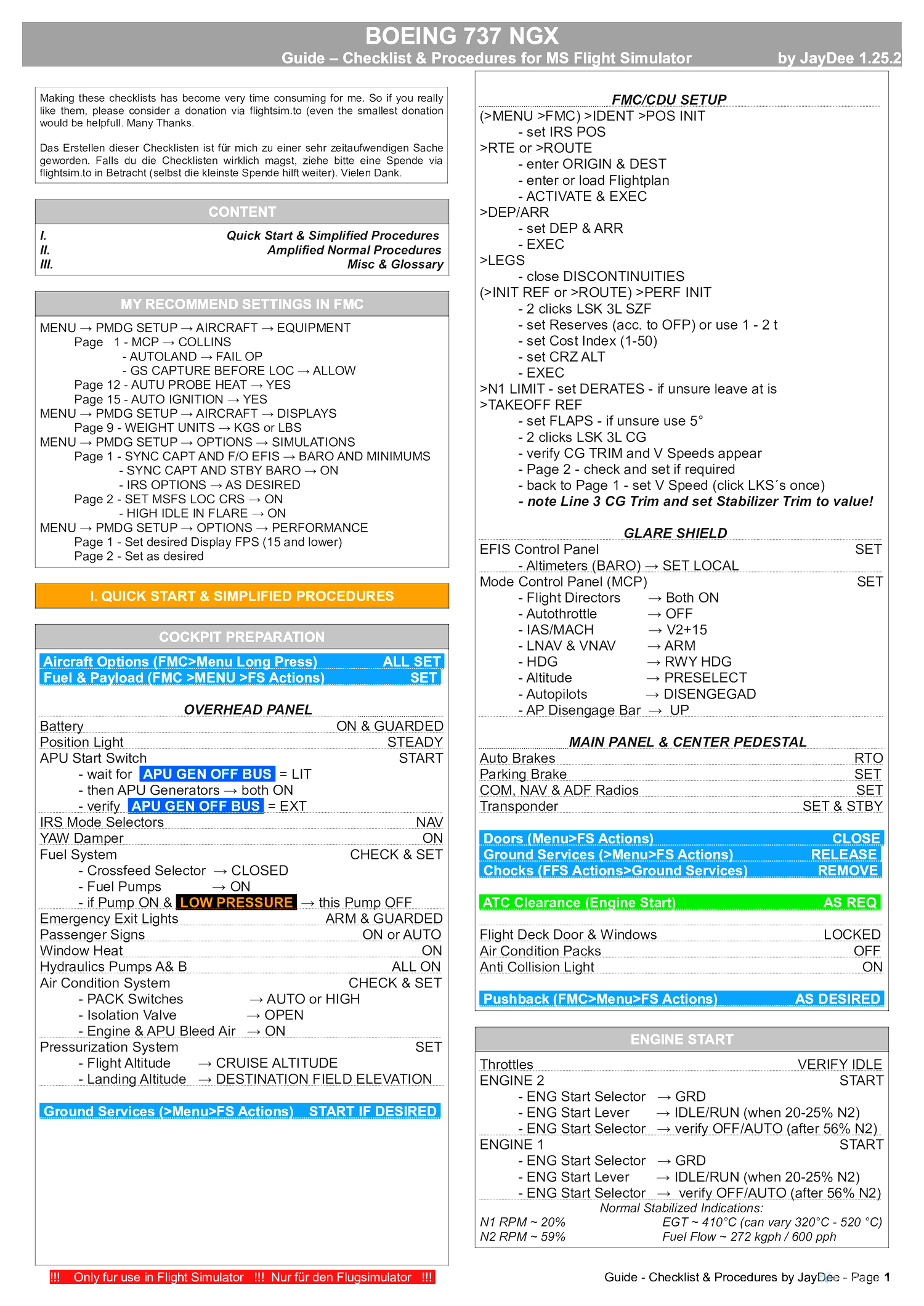 Checklists Pmdg Boeing 737 700 Add Ons For Microsoft Flight Simulator