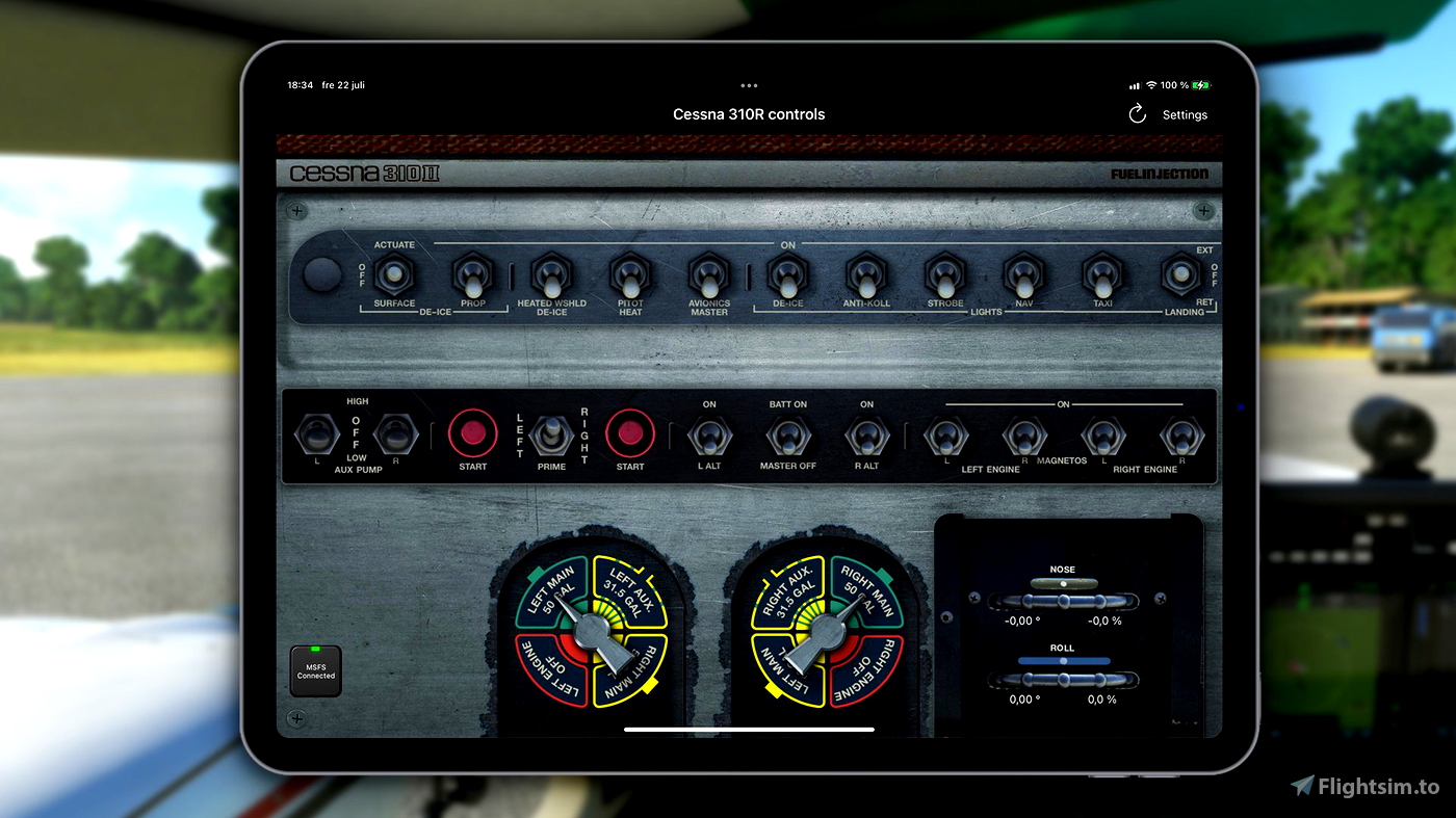 Touch Portal page for Milviz Cessna 310R for Microsoft Flight Simulator ...