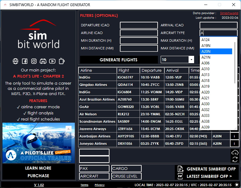 A RANDOM FLIGHT GENERATOR for Microsoft Flight Simulator | MSFS