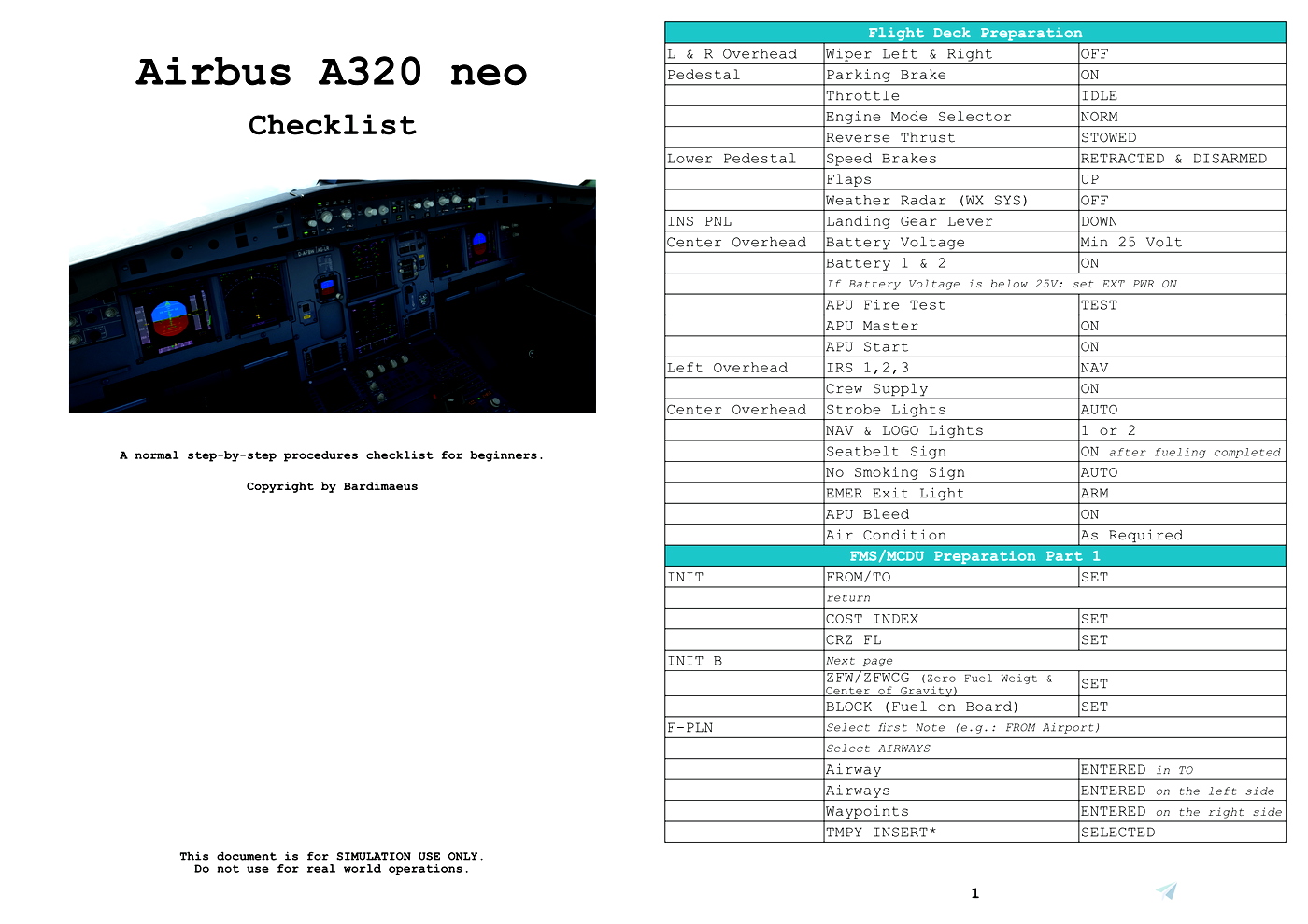 Airbus A320neo - Step-By-Step Checklist as PDF for Microsoft Flight ... Airbus A320neo - Step-By-Step Checklist as PDF for Microsoft Flight ...