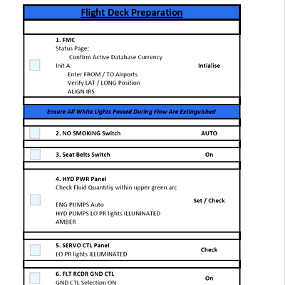 Cirrus SR22 checklist for Microsoft Flight Simulator | MSFS