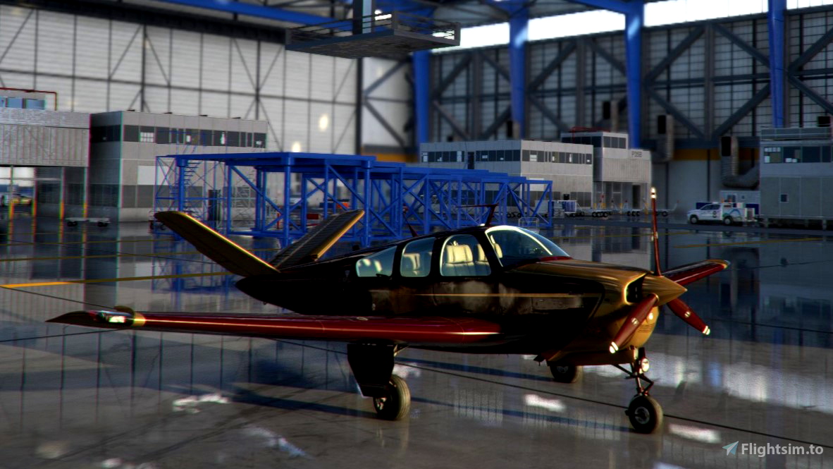 Beechcraft Bonanza V35B in Dark Red and Gold for Microsoft Flight ...