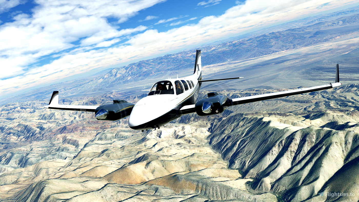 Black Square Analog B58 Baron N121GJ for Microsoft Flight Simulator | MSFS