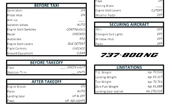 Boeing 737NG Checklist - with Pegasus Airlines logo over it for ...