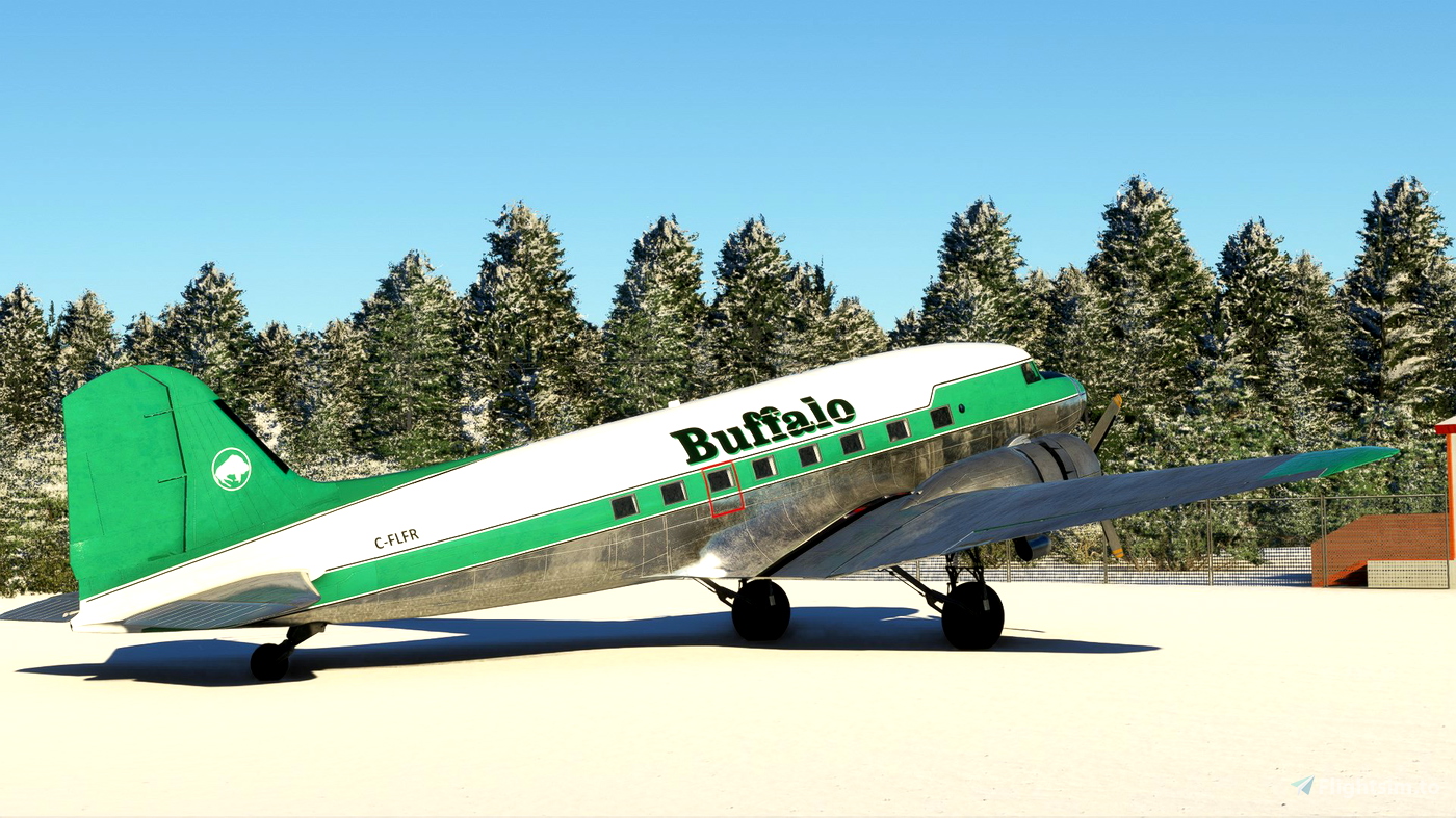 Buffalo Airways C-FLFR DC-3 With IRL cockpit textures and IRL airspeed ...