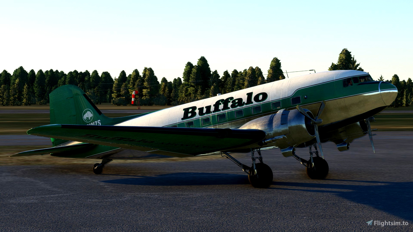 Buffalo Airways C-GWZS DC-3 With included IRL cockpit textures and IRL ...