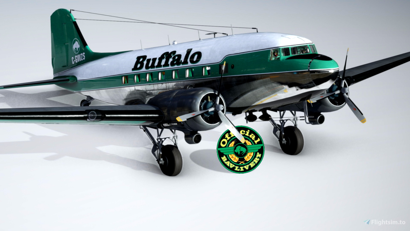 Buffalo Airways C-GWZS DC-3 With included IRL cockpit textures and IRL ...