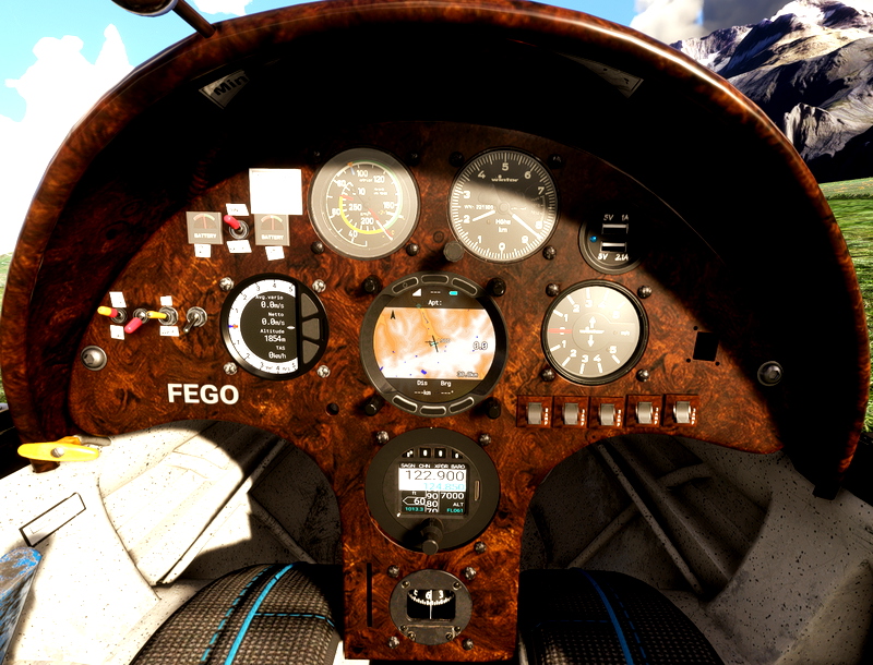 Burl walnut wood panel and more visible gauge needles for the Asobo LS8 ...