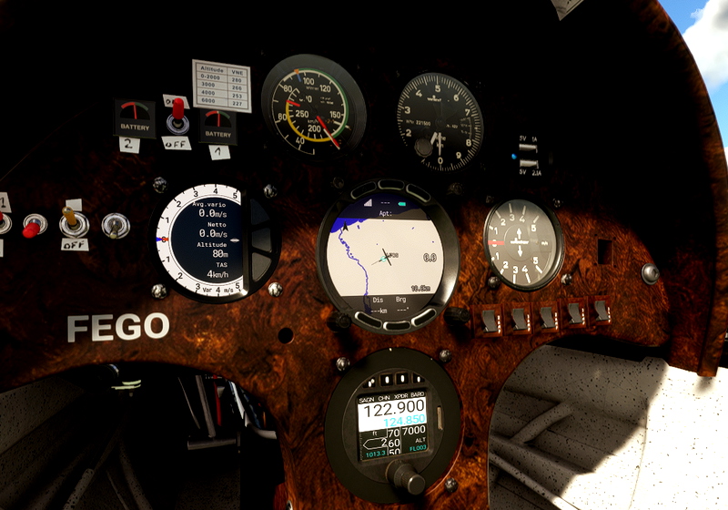 Burl walnut wood panel and more visible gauge needles for the Asobo LS8 ...