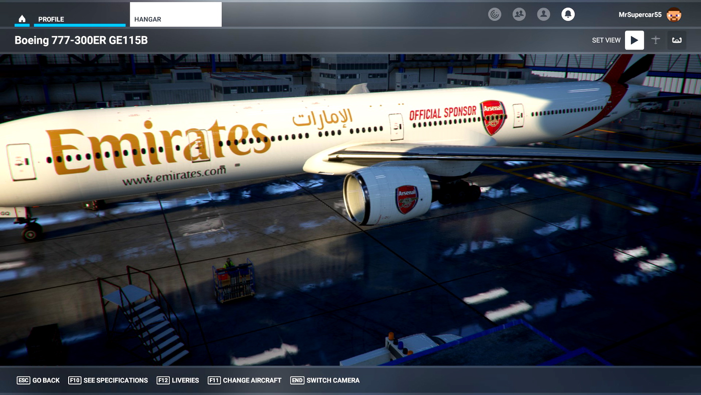 Captain Sim Boeing 777-300 Emirates Arsenal Promotional livery ...