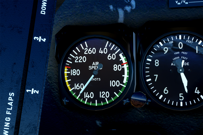 DC-3 knots airspeed indicator and placards for Microsoft Flight ...