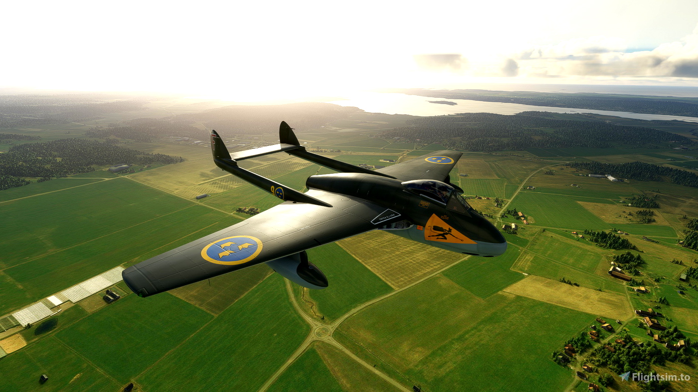 de Havilland DH-100 Vampire Royal Swedish Air Force 9 F pro Microsoft Flight Simulator | MSFS