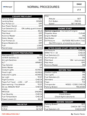 Diamond DA62 - Checklists Add-Ons for Microsoft Flight Simulator ...