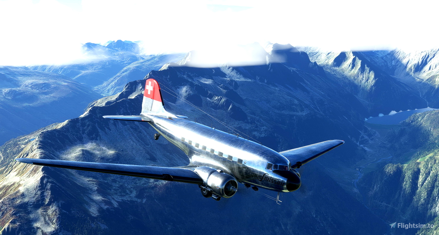 Douglas DC-3 N431HM Swiss colors for Microsoft Flight Simulator | MSFS