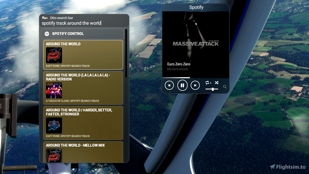 Flow Spotify Control for Microsoft Flight Simulator | MSFS