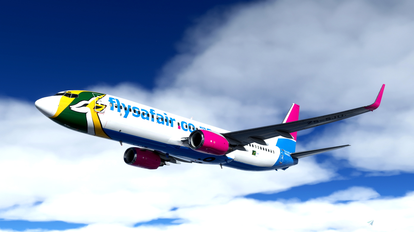FlySafair Boeing 737-800 PMDG BW ZS-SJU Springboks 对于 Microsoft Flight ...