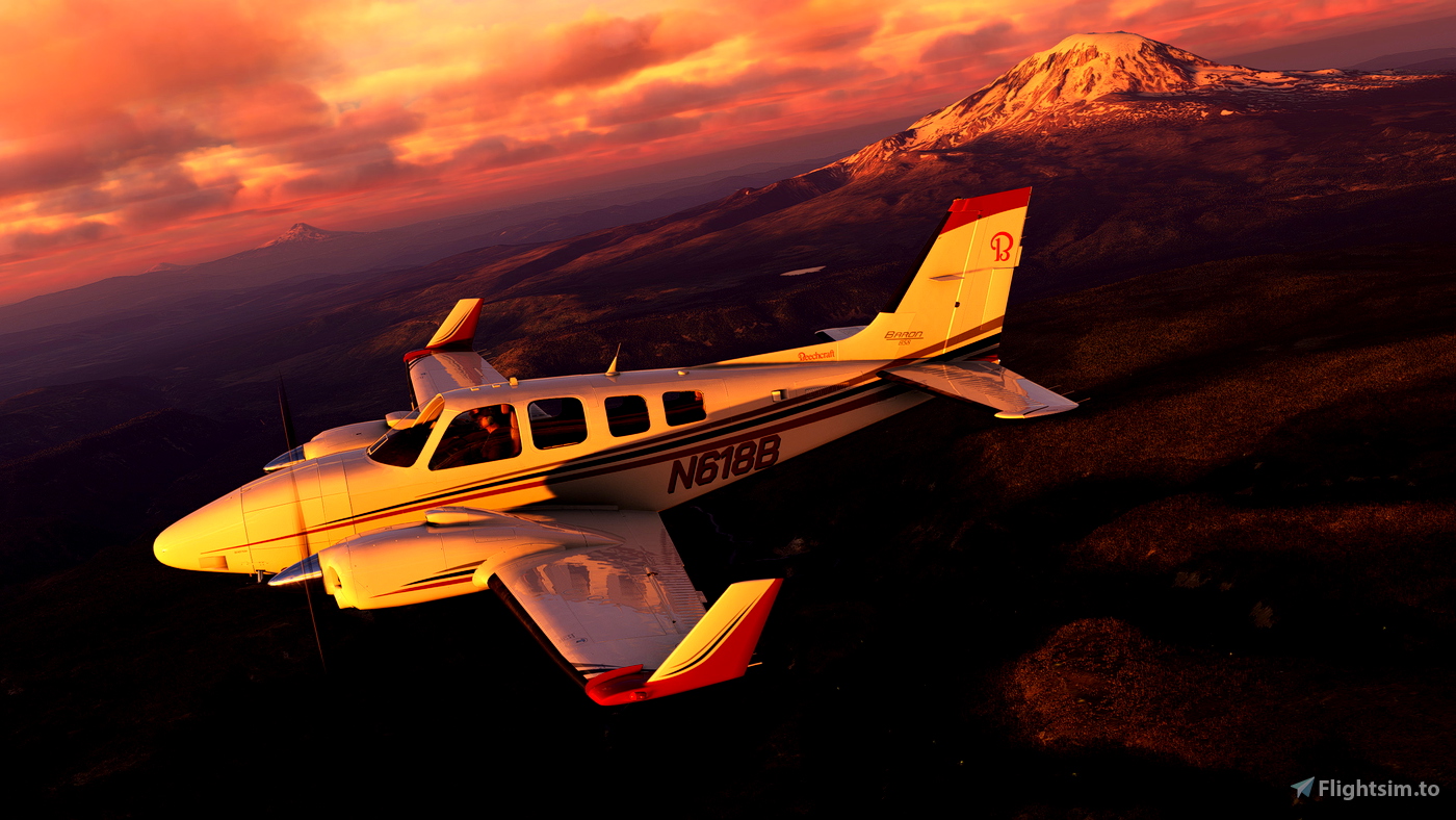 N618B for Black Square Analog Baron for Microsoft Flight Simulator | MSFS