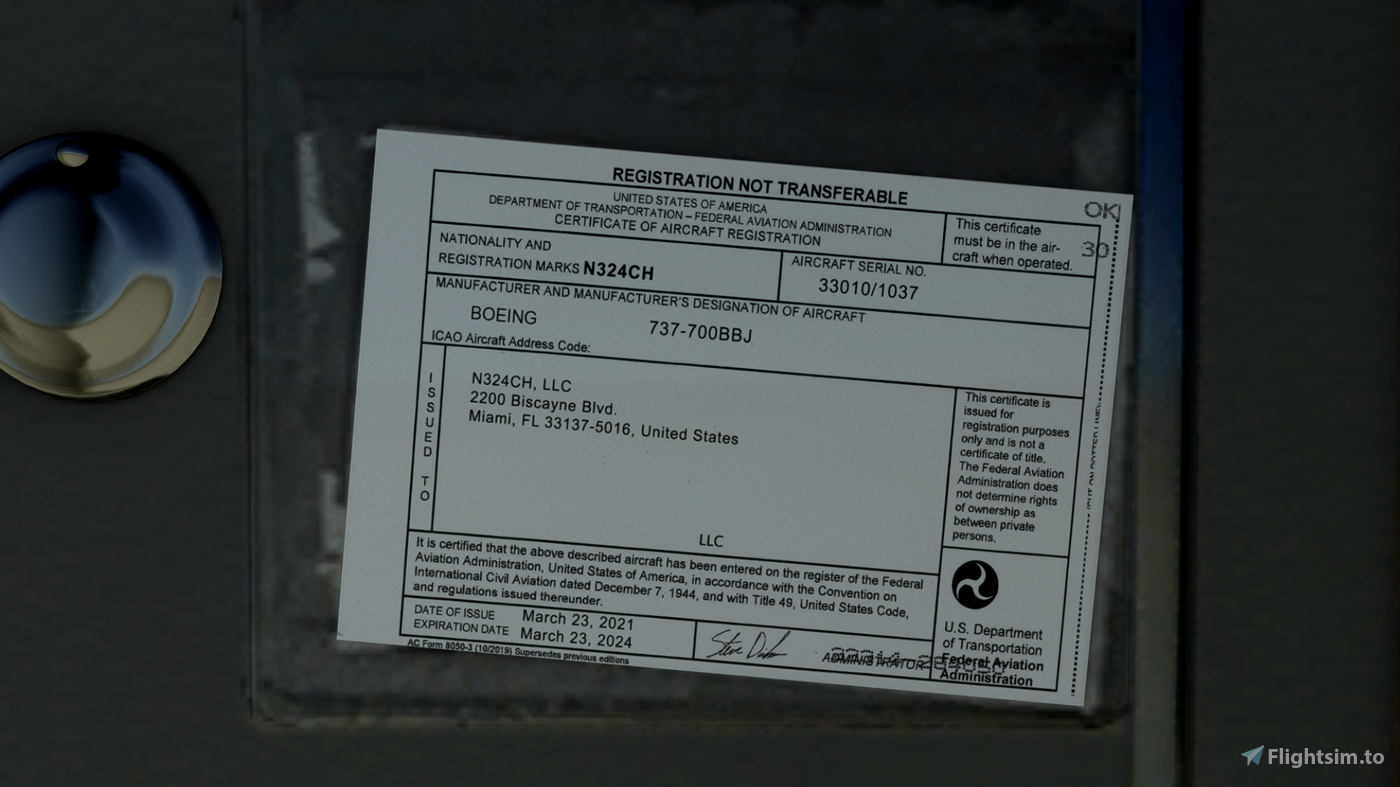 PMDG 737-700BBJ N324CH LLC for Microsoft Flight Simulator | MSFS