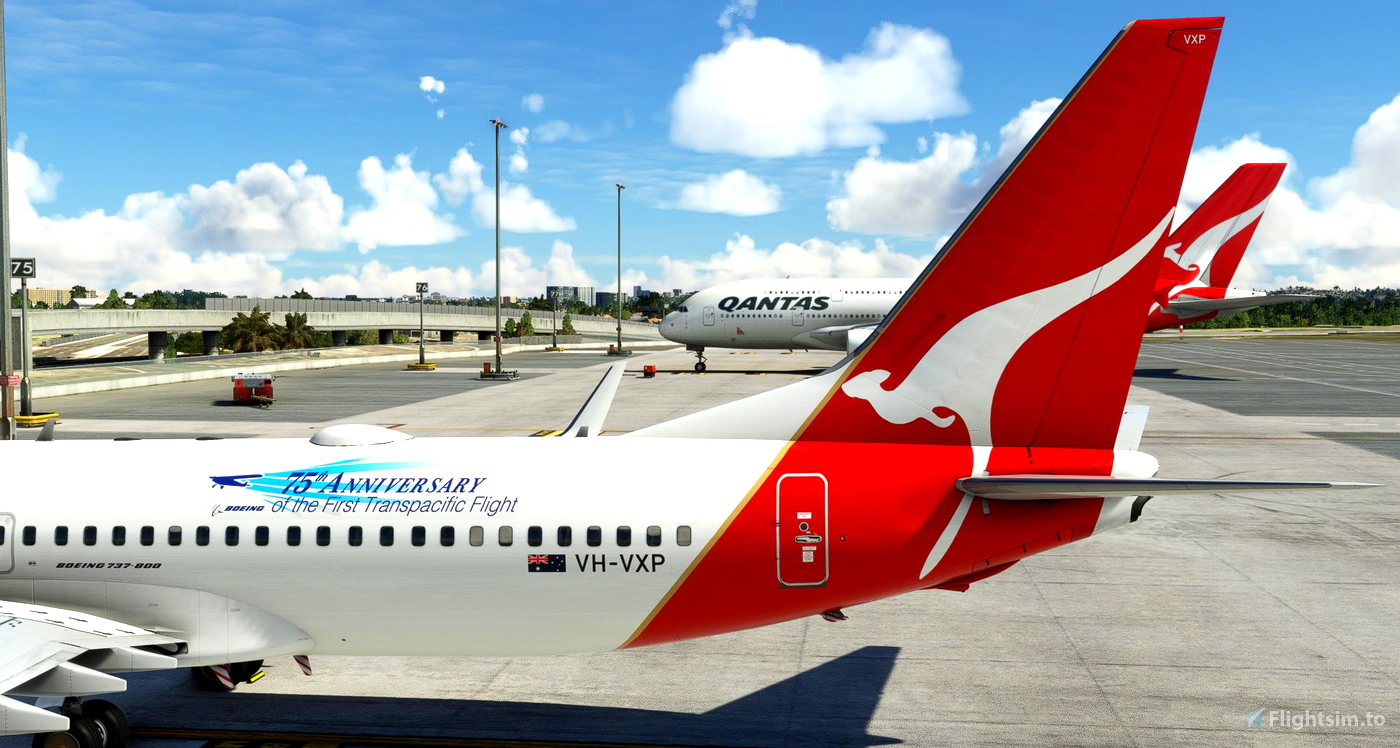 PMDG 737-800 Qantas - VH-VXP 75th Ann. of the first Trans-Pacific ...