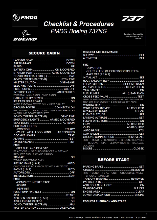 Delta Boeing 737 Checklist