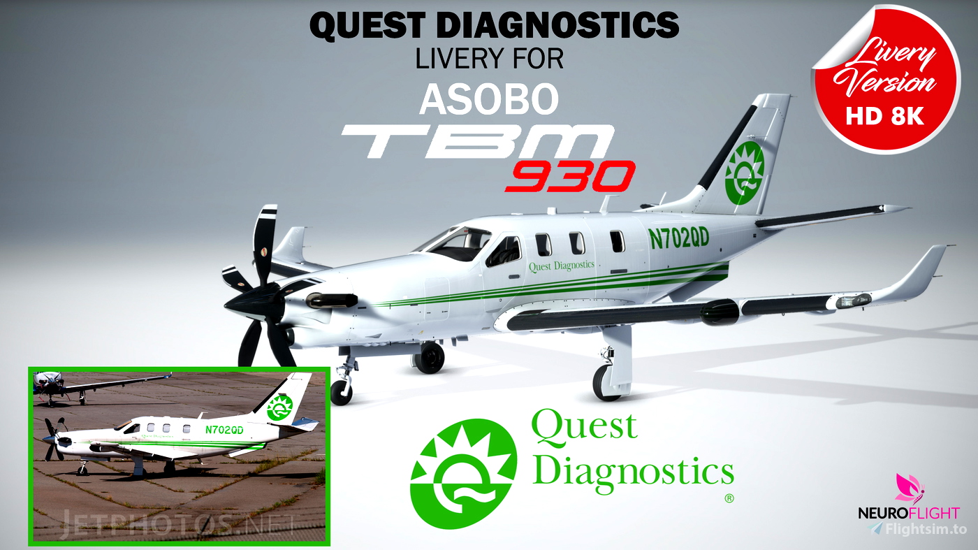Quest Diagnostics livery for Asobo TBM 930 [8K] for Microsoft Flight ...