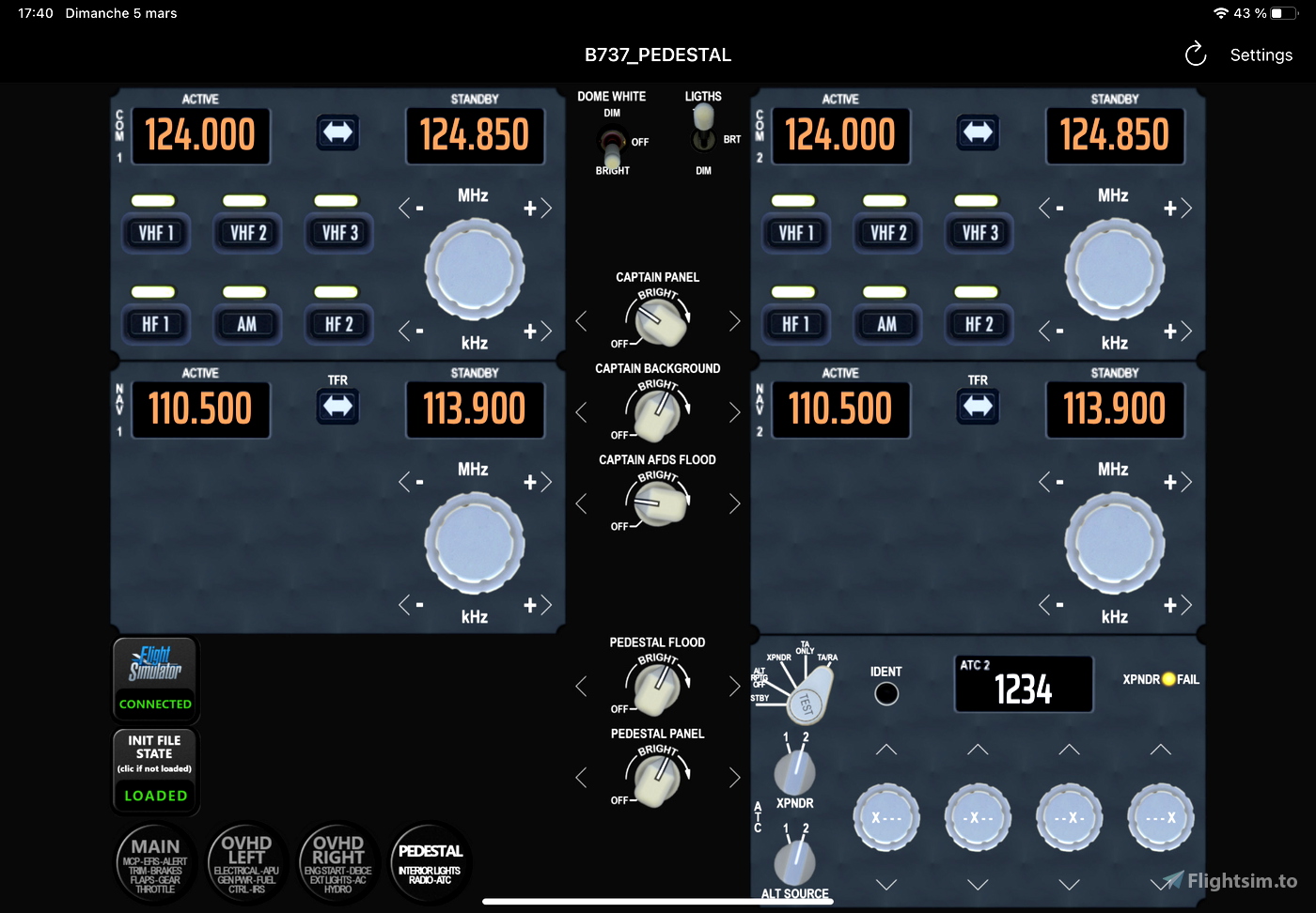 Touch Portal pages for PMDG 737 series for Microsoft Flight Simulator ...