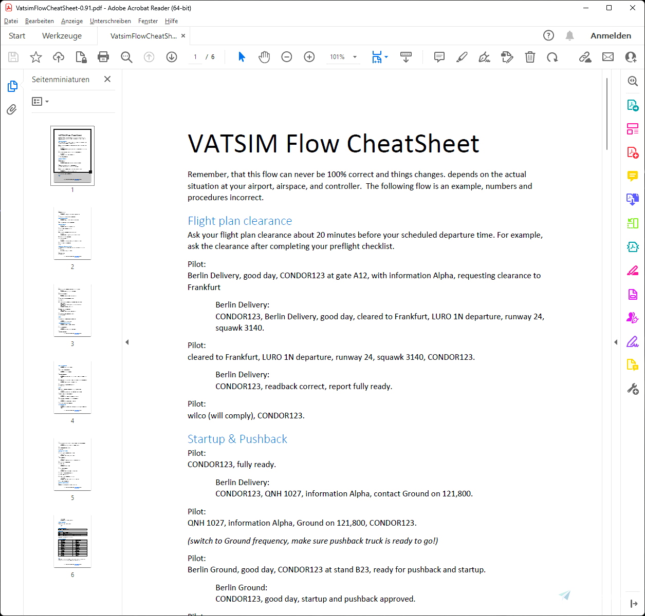 VATSIM / ATC / IVAO CheatSheet and FlowExample for Microsoft Flight ...